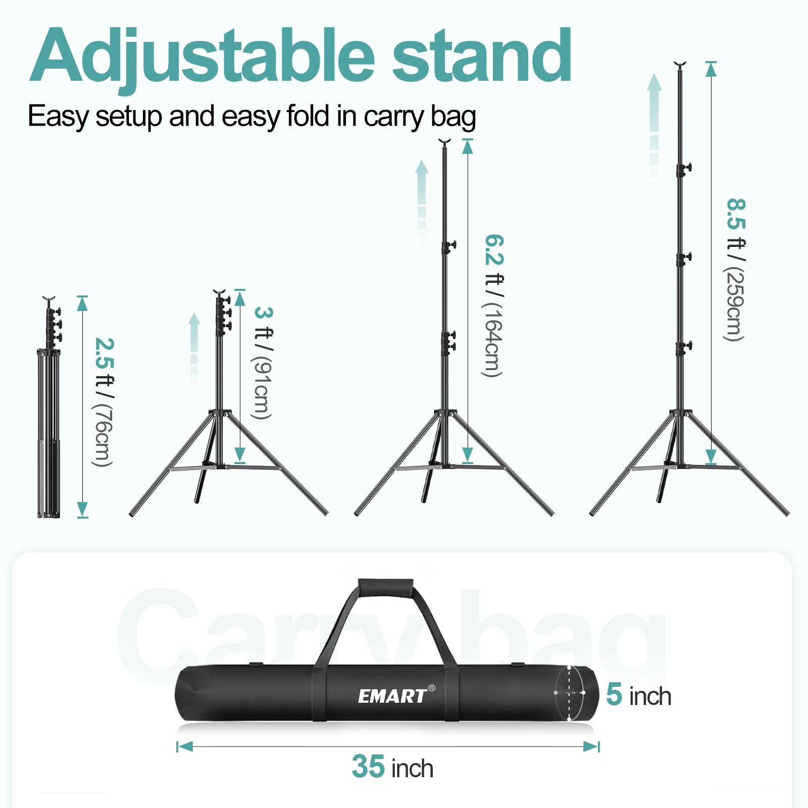 Emart Photo Backdrop Stand - 8.5 x 10ft Back Drop Adjustable Stand for Photoshoot, Photography Background Stand for Parties backdrops Hold