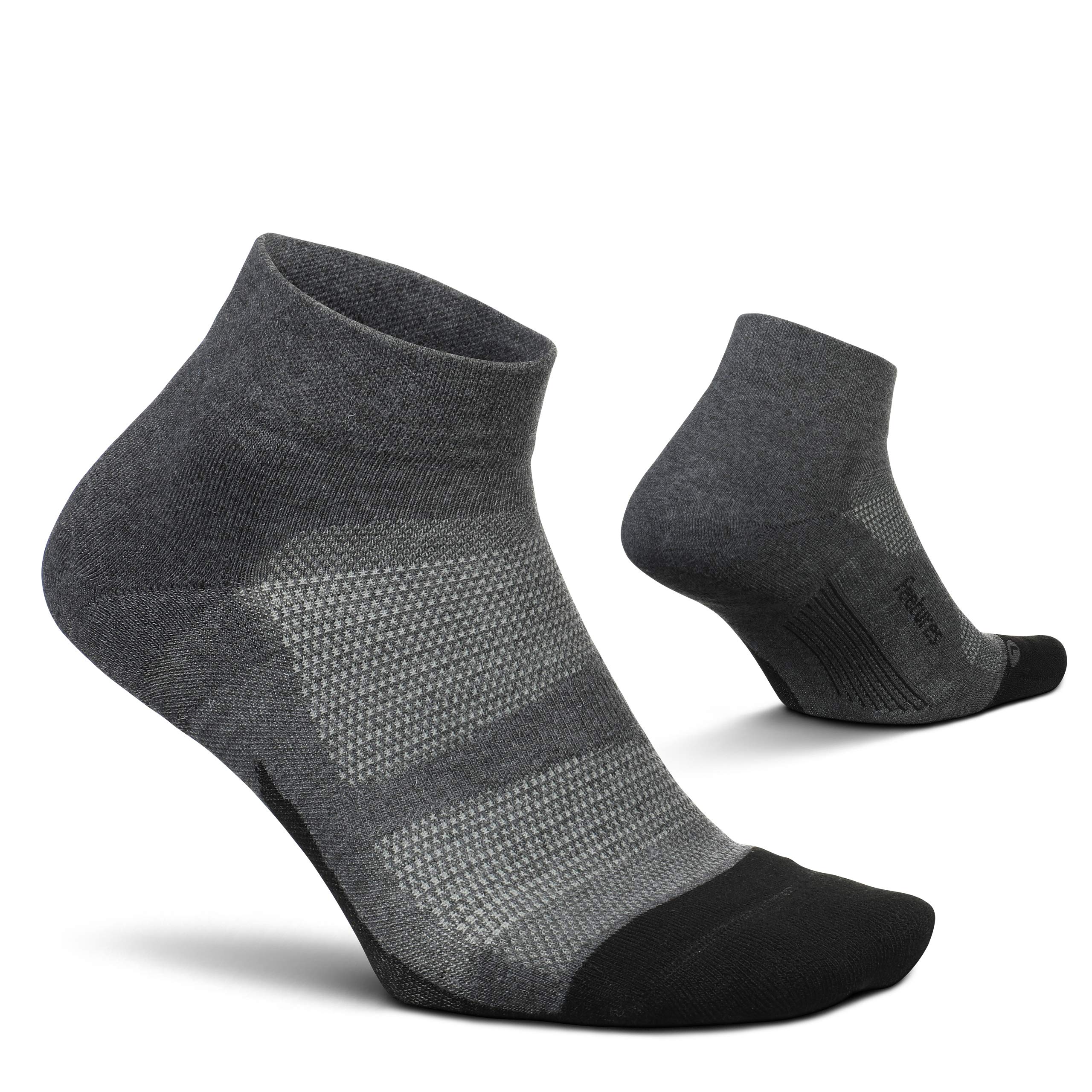 Feetures Elite Max Cushion Low Cut Sock - Athletic Running Sock - Sport Sock with Targeted Compression - Gray, XL (1 Pair)