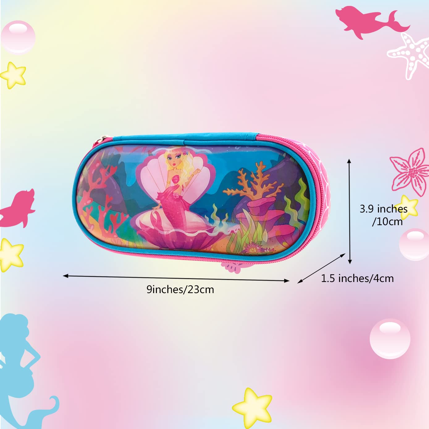 HAPPYSUNNY Mermaid Kids Backpack Set for Girls 15 inch Mirage Effect Changeable Lenticular Pictures Hologram School Backpack with Lunch Box and Pencil Case Preschool Kindergarten Elementary Bookbag