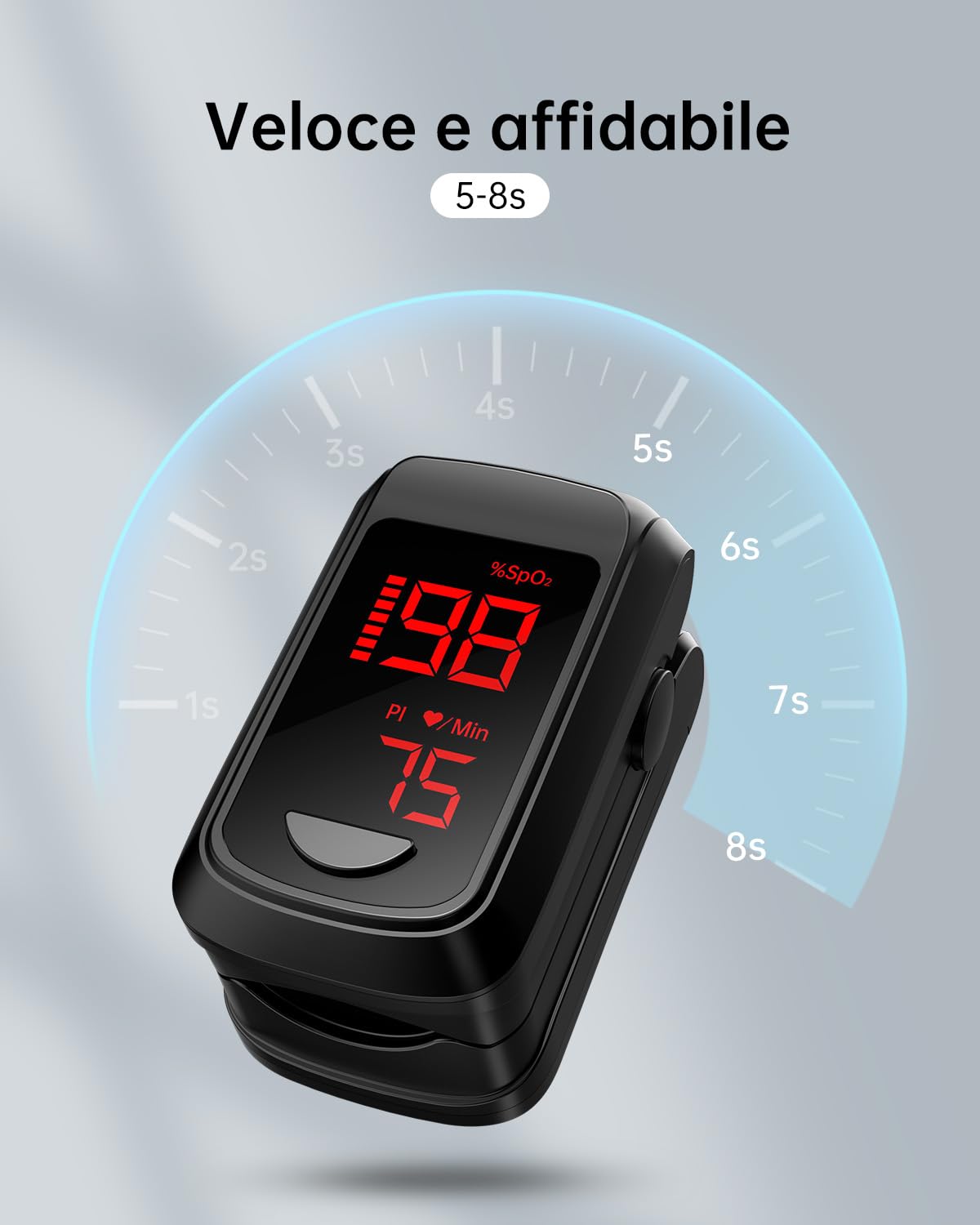Fingertip Pulse Oximeter- Mini Oximeter Oxygen Saturation Monitor for SpO2/Heart Rate/PI, with Auto Graph Display/Flash Reminder