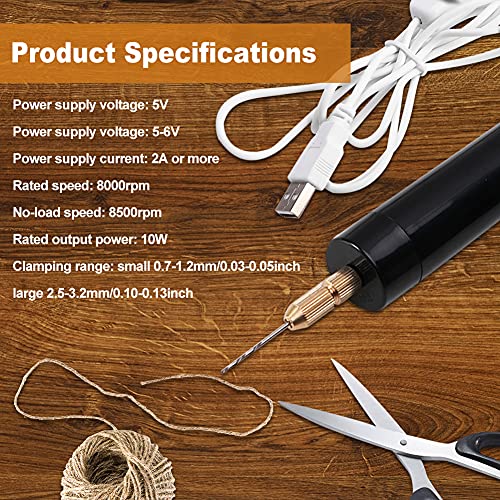 Mini Hand Drill for Arts and Crafts,Mini Electric Drill Set 0.7-1.2 mm Pin Vise Hand Drill with Drill Bits and Wrench DIY Jewelry Pendant Crafts Making