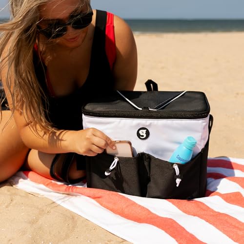 geckobrands Large Removable Hardliner Tote Cooler β Holds Up to 24 Cans or 15 Bottles, 5 Pockets/2 Neoprene, Easy Access Lid