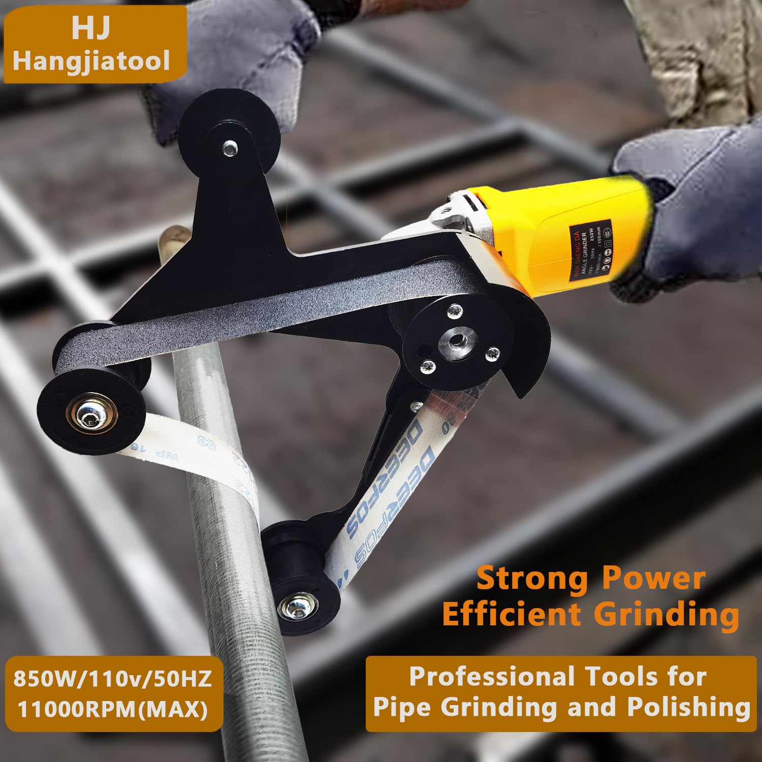 Pipe Tube Polisher Sander,850W Pipe Belt Sander with 6 Variable Speeds,Belt Sander Grinding Machine with Silicon Carbide Sanding Belts,Professional Polishing Tool for Burnishing Finishing Rust Removal