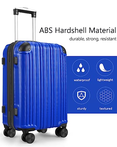 SunnyTour Expandable Luggage Sets with Double Spinner Wheels, 3 Piece Hard Suitcase Set for Short Trips and Long Travel, Blue