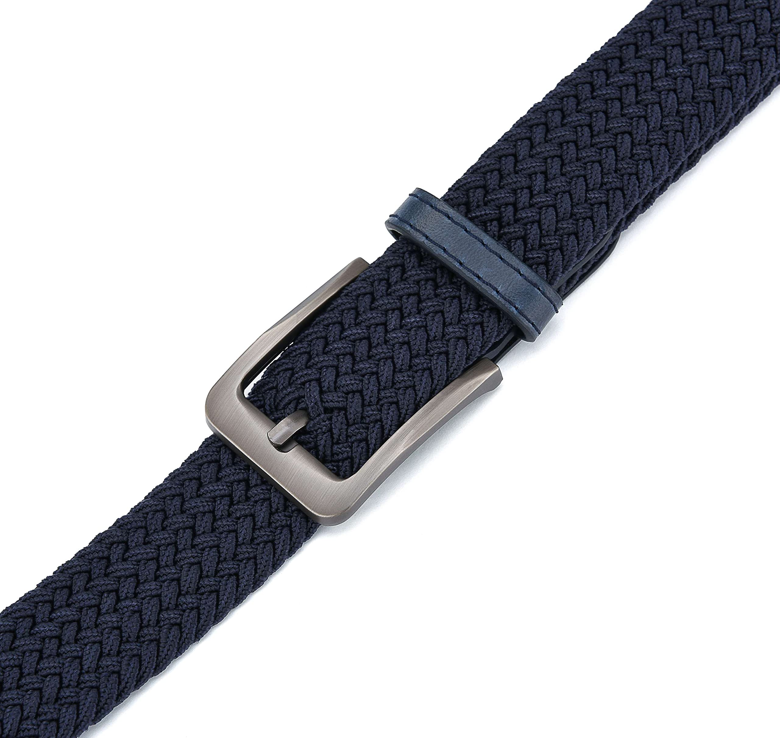 GALLERY SEVEN Woven Elastic Braided Belt For Men - Fabric Stretch Casual Belt - Navy - Medium (36-40")