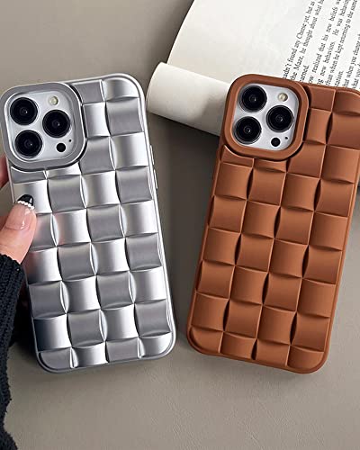Ginkgonut Compatible with iPhone 14 Pro Case for Women/Girls, Cute 3D Laid Desgin Soft Silicone Shockproof Raised Bumper Corners Case for iPhone 14 Pro(Silver)