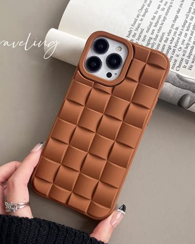 Ginkgonut Compatible with iPhone 13 Pro Case for Women/Girls, Cute 3D Laid Desgin Soft Silicone Shockproof Raised Bumper Corners Case for iPhone 13 Pro(Brown)