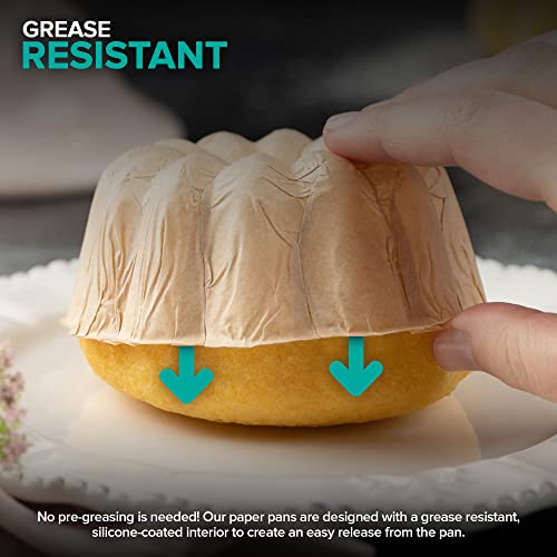 Stock Your Home Mini Fluted Tube Pan for Baking (25 Pack) Disposable Paper Cake Pans for Baking Nonstick Paper Molds for Baking Mini Angel Food Cake, Pie, Scone, Pineapple Pound Cakes