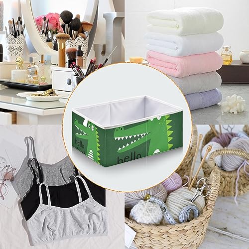 Emelivor Cute Alligator Cube Storage Bin Fabric Storage Cubes Collapsible Foldable Storage Baskets Organizer Containers for Shelves Nursery Closer Bedroom Home,11 x 11inch