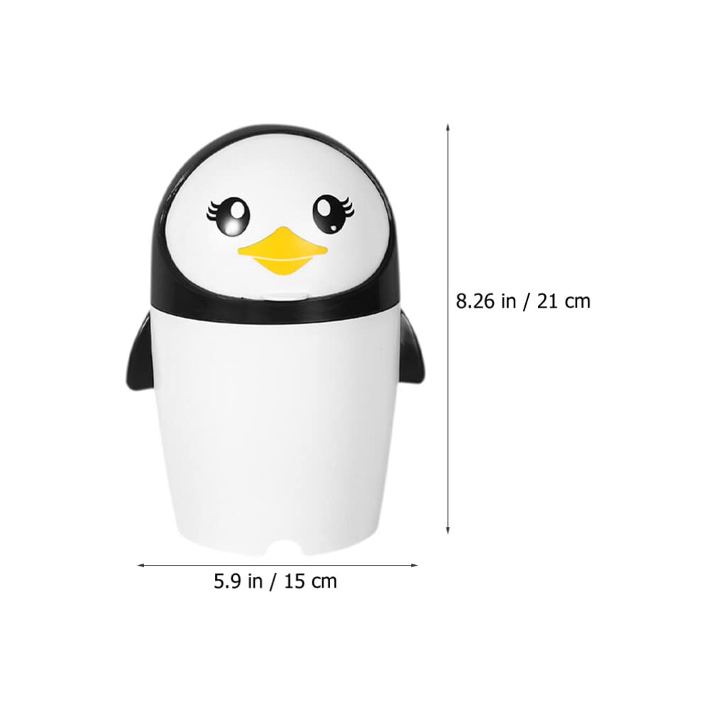 STOBAZA Penguin Trash Can Car Home Cute Garbage Bin Lid Bedroom Office Desk Countertop Animal Shaped Wastebasket Container Kids