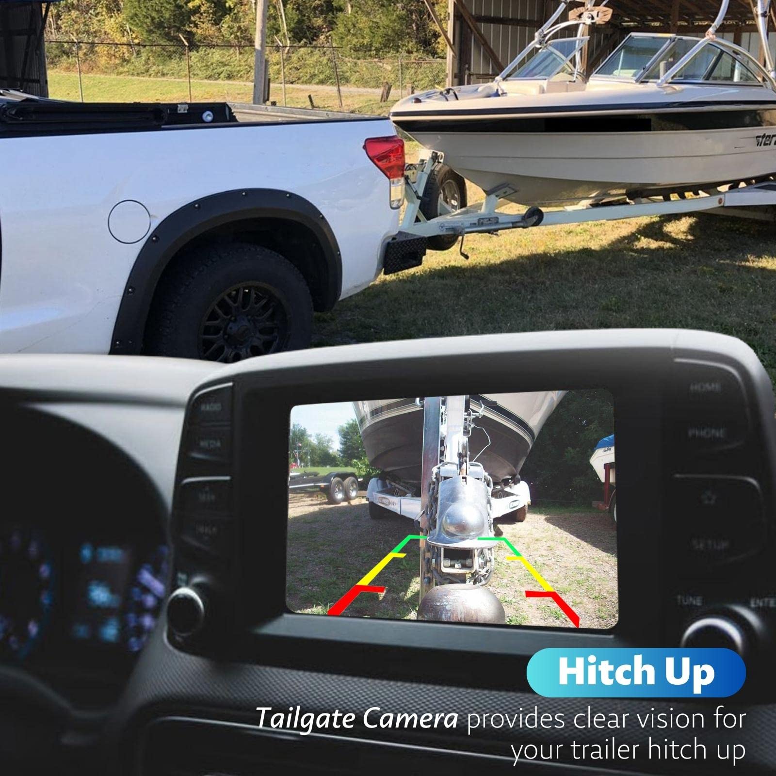 for Toyota Tacoma 2005-2014 Tailgate Handle Backup Camera & 4.3" Auto Adjusting Brightness LCD Mirror Monitor Rear View Interior Replacement Car Safety Reverse Parking Cameras Kit