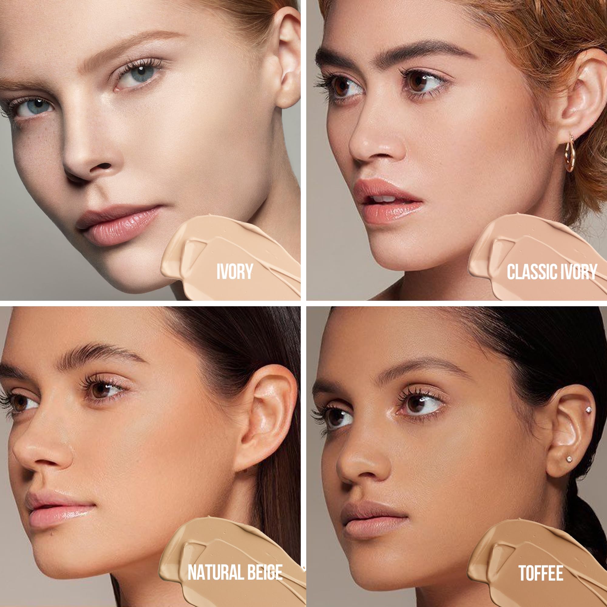 FV Waterproof Foundation with Medium Coverage, Oil-free & Long Lasting, Lightweight, Matte Foundation for Oily/Normal Skin, Sweat-resistant Liquid Makeup Foundation for Face, 30g, Natural Beige