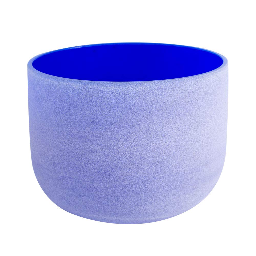 ENERGYSOUND 432Hz Perfect Pitch G Note Throat Chakra Blue Colored Frosted Quartz Crystal Singing Bowl 8 inch Carrier bag included