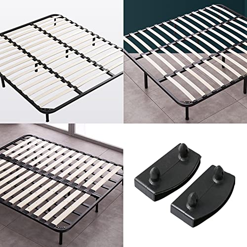 Etfbuy 50 Pcs Bed Board Plastic Bracket Single End 55mm Black Slat Caps Holders Connector Furniture Accessories for Holding Securing Wooden Slats Bed Base