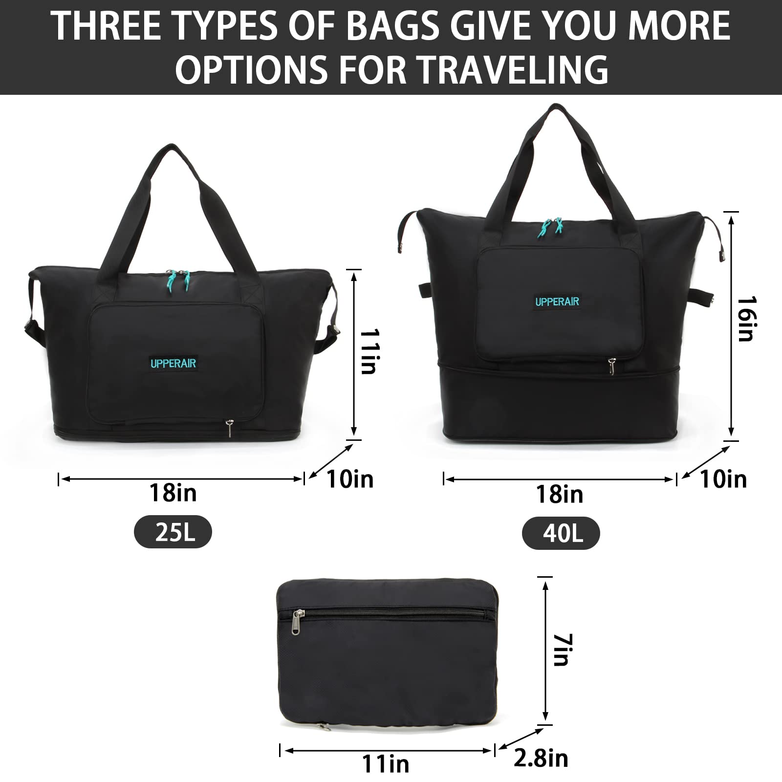 Foldable Travel Duffel Bag Portable Luggage Bag Large Capacity Lightweight Oxford Fabric Waterproof for Travel Work Errandable Weekend Stadium Gym Men and Women (Black)