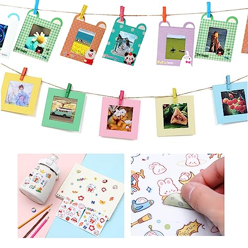 GEMHOPE Camera Accessories Colorful Bundle Kit Compatible with Fujifilm Mini 9/8/90/70/11 12 Accessory Include Film Sticker, Desk Frames, Hanging Frame, Strap, Clips (Colorful)