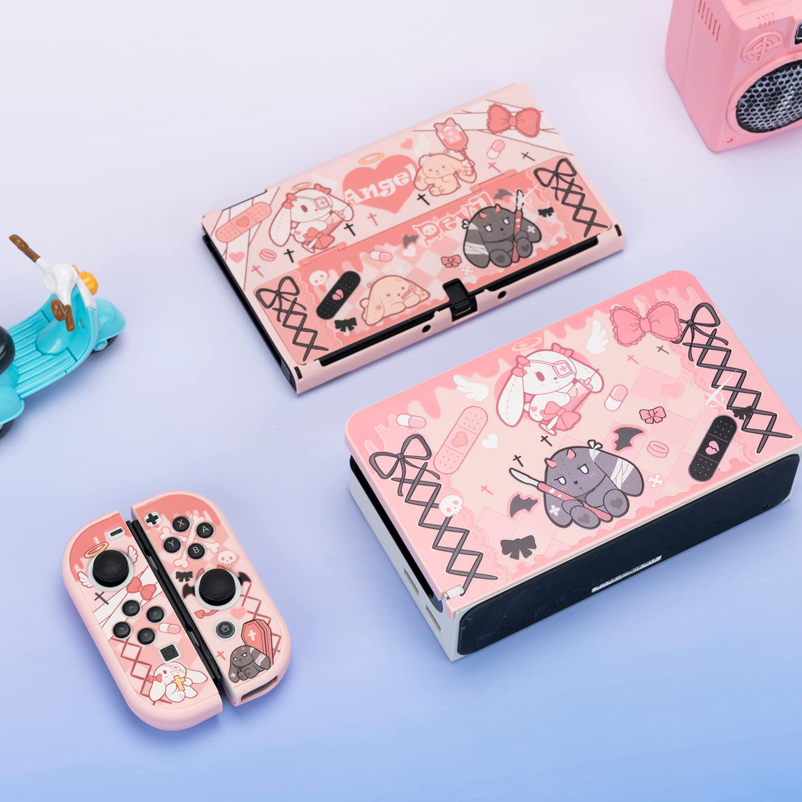 GeekShare Anti Scratch Switch OLED Dock Cover- Hard Faceplate Sleeve Pad for Switch OLED Dock- DIY Replacement Shell Compatible with Nintendo Switch OLED Dock (Gothic Bunny)