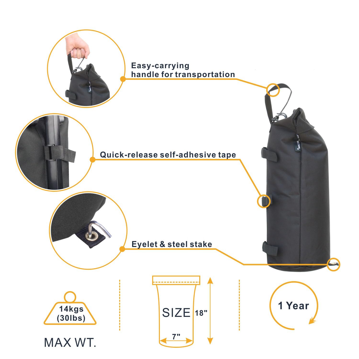 Explore Land 2-in-1 Weight Bag for Portable Pop-up Canopy Tent Gazebo Outdoor Up to 30 lb, without Sand 01(8 Pack, Black)