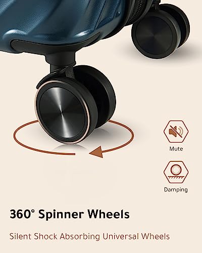 PC 3 Piece Luggage Sets with Spinner Wheels - Expandable Hard Suitcases with Wheels - Travel Luggage TSA Approve (Blue Suitcase)