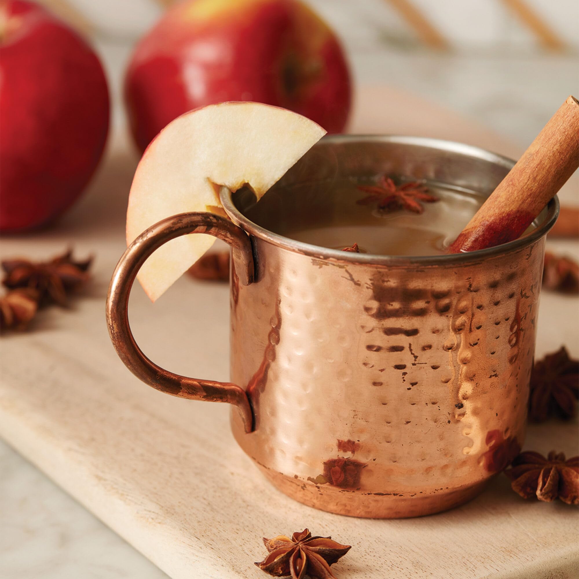 Thymes Simmered Cider Copper Cup Candle - Warm & Spicy Scented Candle with Notes of Apple, Clove, and Cardamom - Luxury Home Fragrance - Copper Candle (10 oz)