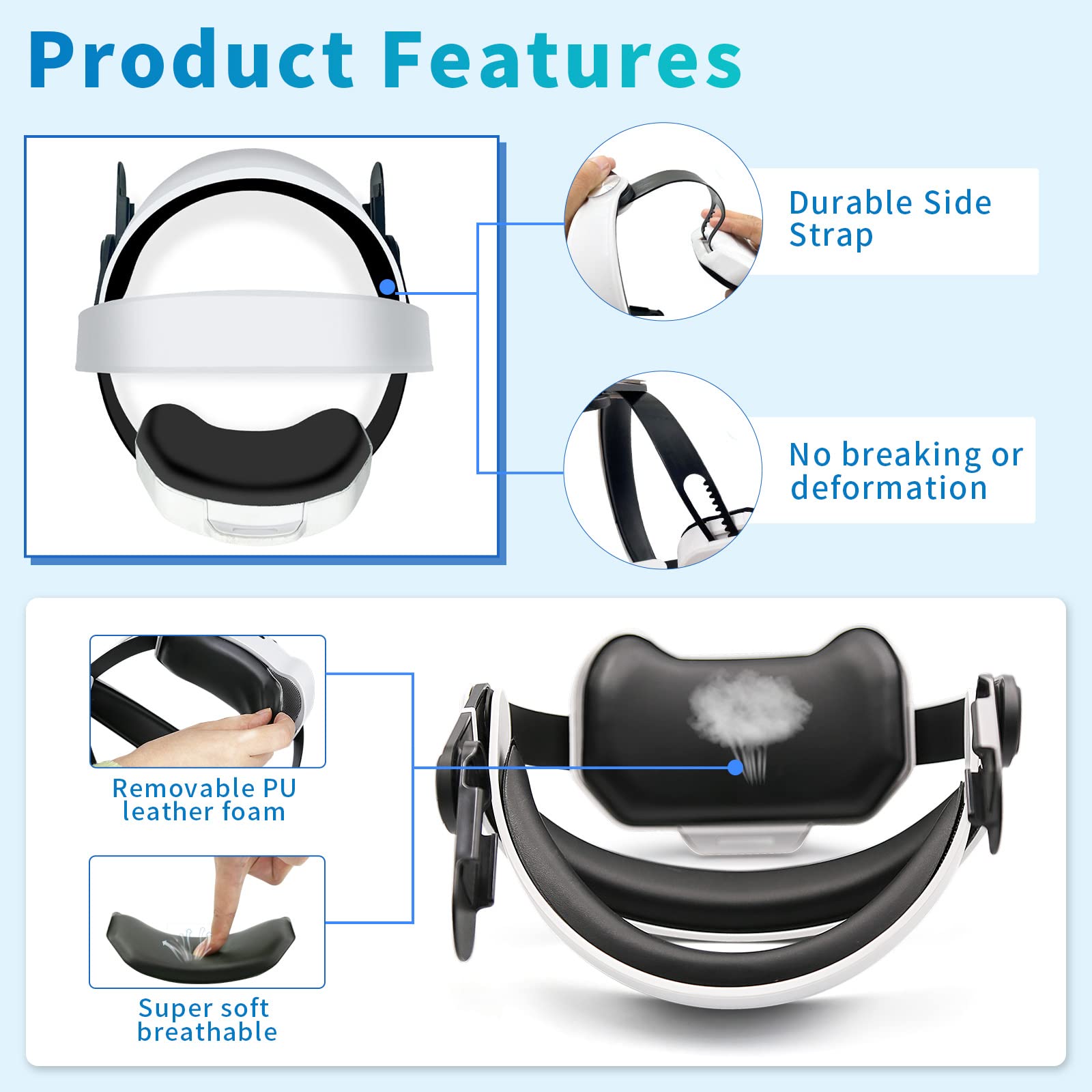 FIRE BULL Upgraded Oculus Quest 2 Head Strap with 5300mAh Battery Pack, Replacement Adjustable Head Strap for Oculus Quest 2 for Enhanced Support and Comfort (Include 10 Isolation Mask,1 Head Pad)