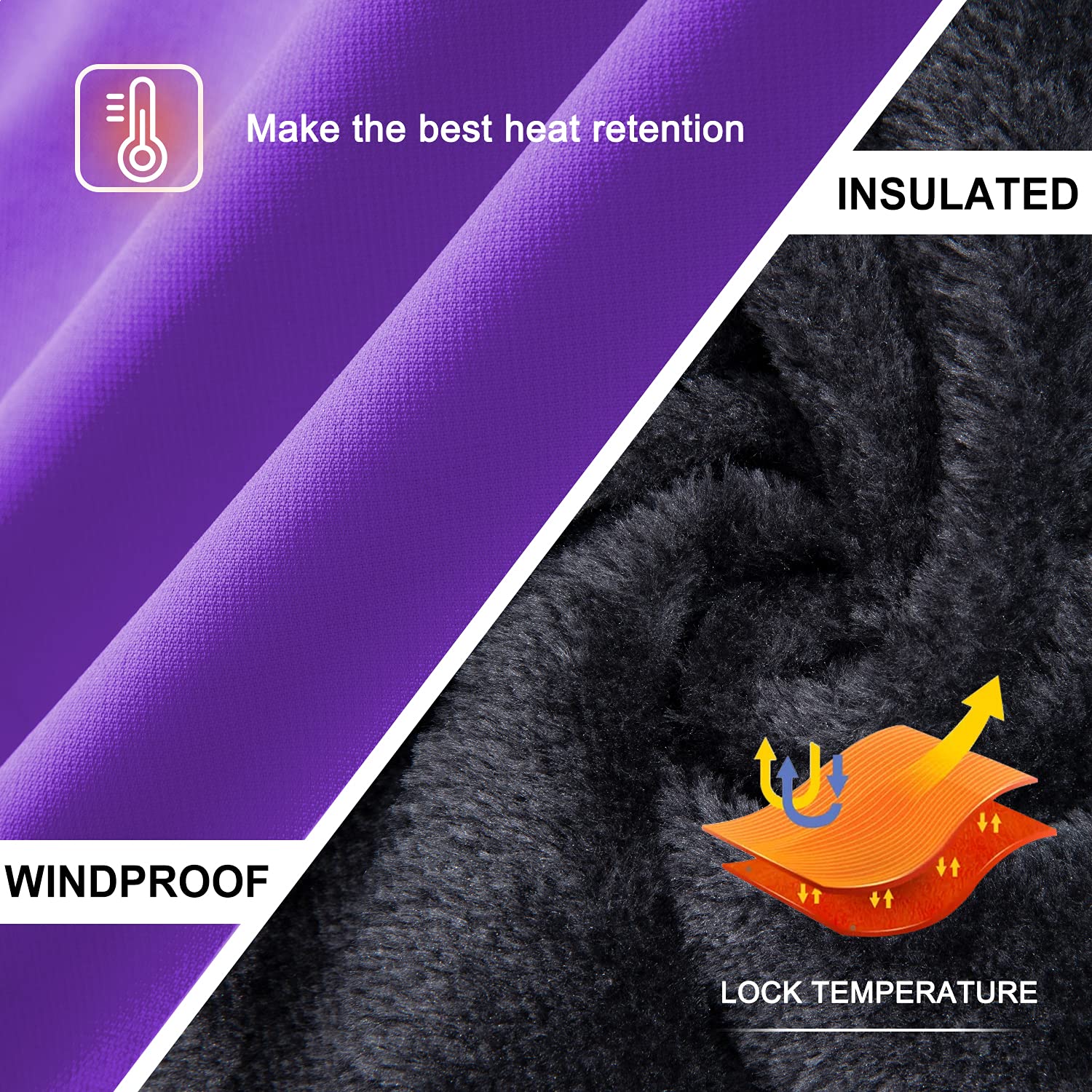 FARVALUE Womens Waterproof Ski Jacket Warm Winter Snow Coat Windproof Snowboard Jacket Hooded Raincoats Mountain Windbreaker Purple Small