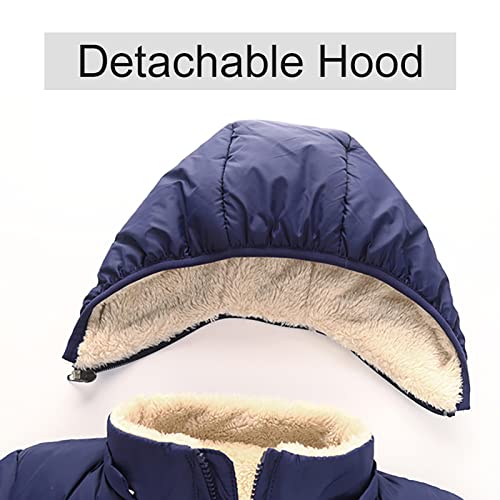 XMWEALTHY Baby Girls Boys Hooded Down Jacket Toddler Winter Coat Warm Lined Fleece Jackets Navy Blue 18-24Months