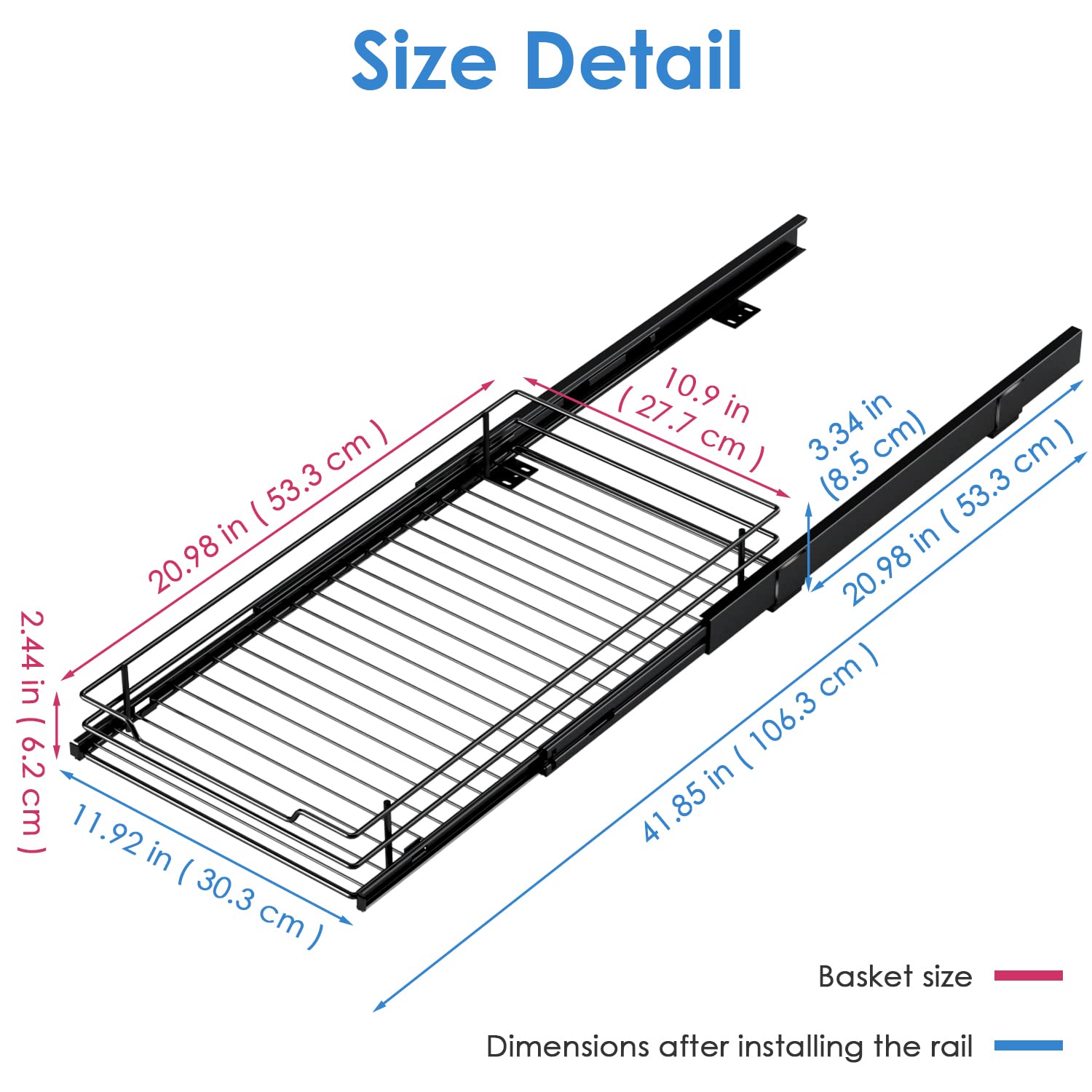 G-TING Pull Out Cabinet Organizer, Heavy Duty Slide Out Pantry Shelves Sliding Drawer Storage for Home, Kitchen, Bathroom, 12.44" W x 16.54" D, Request at Least 13 inch Cabinet Opening(Black)