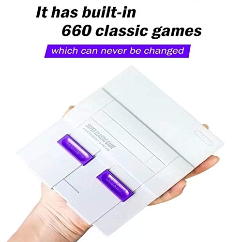 Super Retro Game Console,Classic Mini Console with Built-in 660 Video Games and 2 Classic Controllers,Plug and Play Game System for Kids and Adults