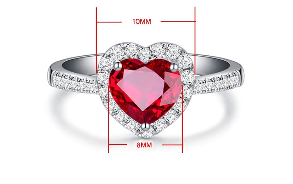 Dungkey Red Ruby Heart Shape Gemstone Sterling 925 Silver Wedding Rings for Women Bridal Fine Jewelry Engagement Bague Accessories (6)