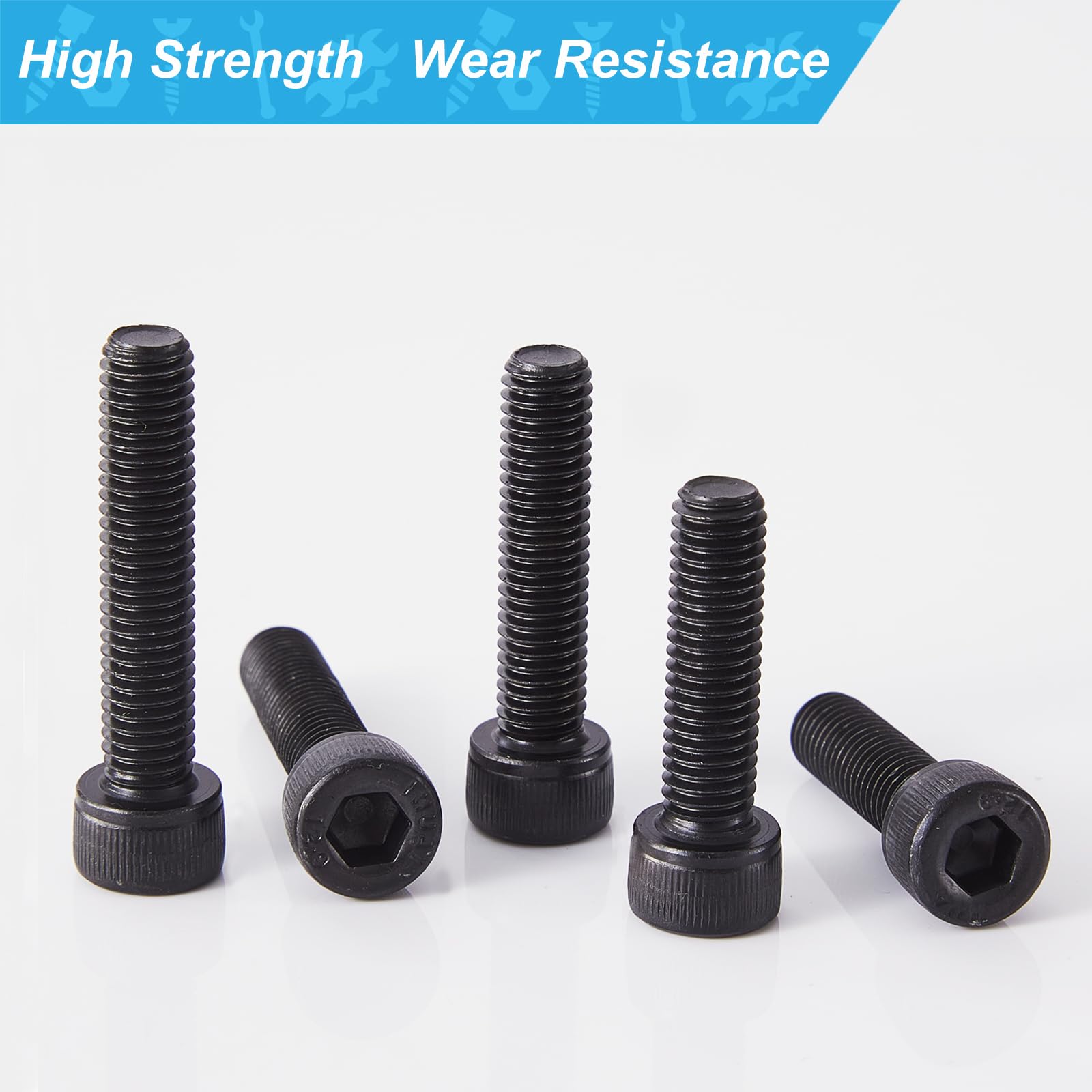 Joamang M4 x 20mm 25mm 30mm 35mm 40mm Hex Socket Head Cap Screws Bolts, 12.9 Grade Alloy Steel, Black Oxide Finish, Metric Allen Hex Drive, Fully Threaded, Assortment Kit 50Pcs
