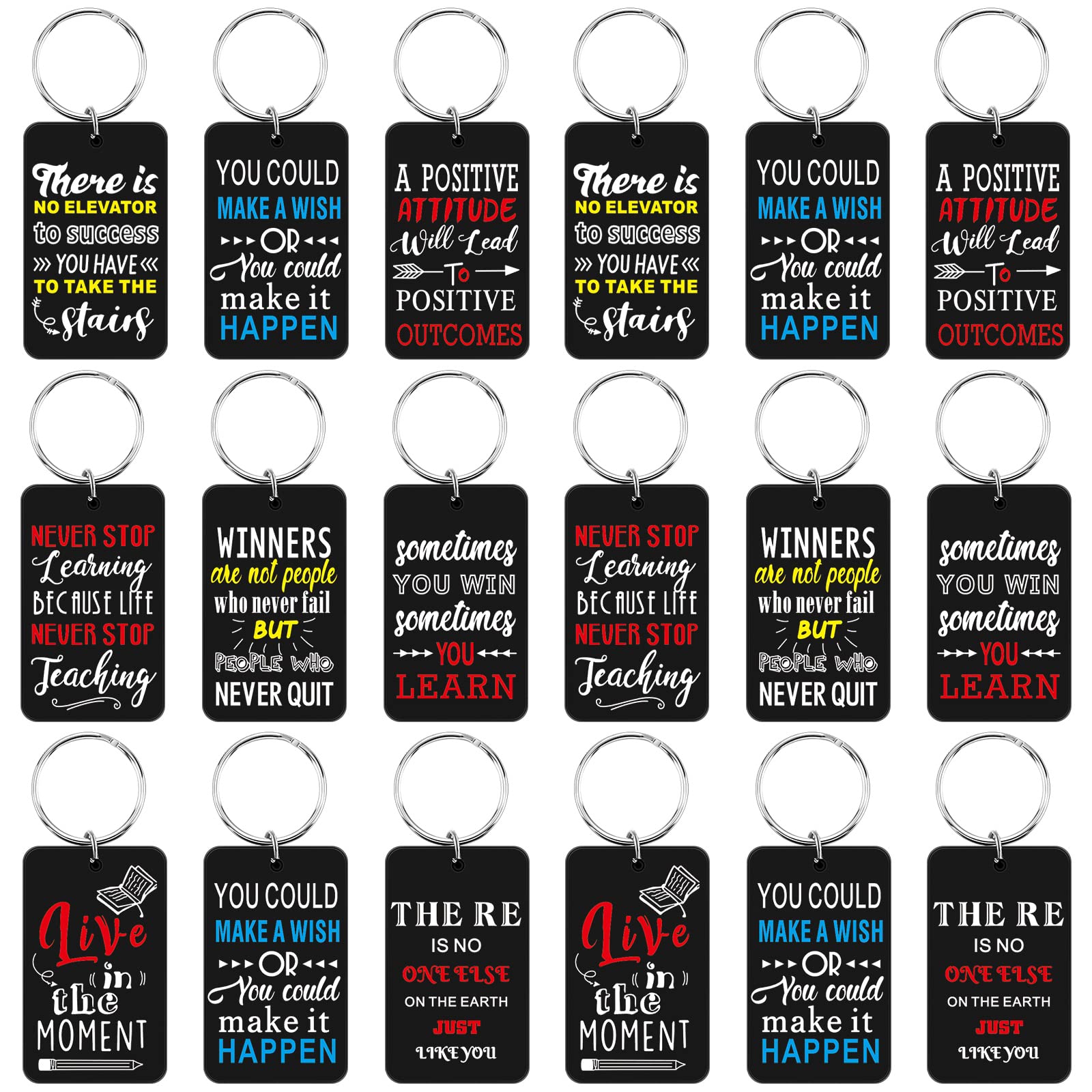 Funtery 18 Pcs Motivational Keychains Bulk Inspirational Gifts for Employees School Thank You for Coworkers Friend(Religious)