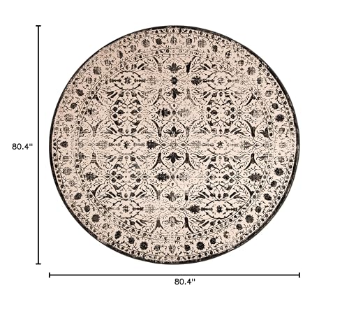 SAFAVIEH Brilliance Collection 6'7" Round Cream / Black BRL502C Vintage Oriental Area Rug