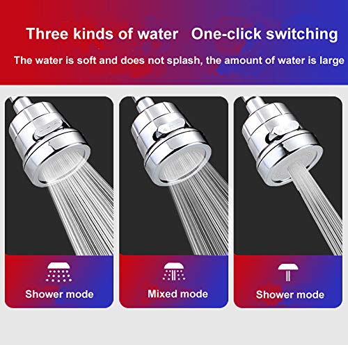 Faucet Water Filter, 360 ° Rotatable Faucet,Moveable Kitchen Tap, Splash Proof Filter, High Pressure Faucet Aerator Head Universal Copper Connector, 3 Adjustment Modes Faucet Sprayer (mid-length)