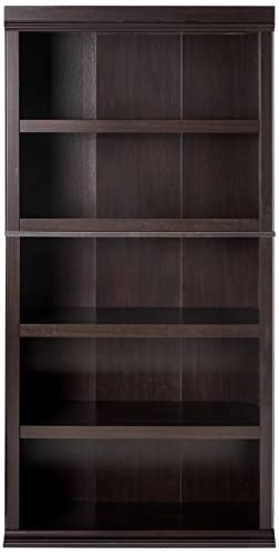 Sauder 5 Shelf Split Bookcase, Jamocha Wood Finish & Shoal Creek Computer Desk, Jamocha Wood Finish