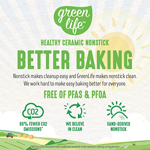 GreenLife Bakeware Healthy Ceramic Nonstick 18.5" x 13.5" Half Cookie Sheet Baking Pan, PFAS-Free, Turquoise