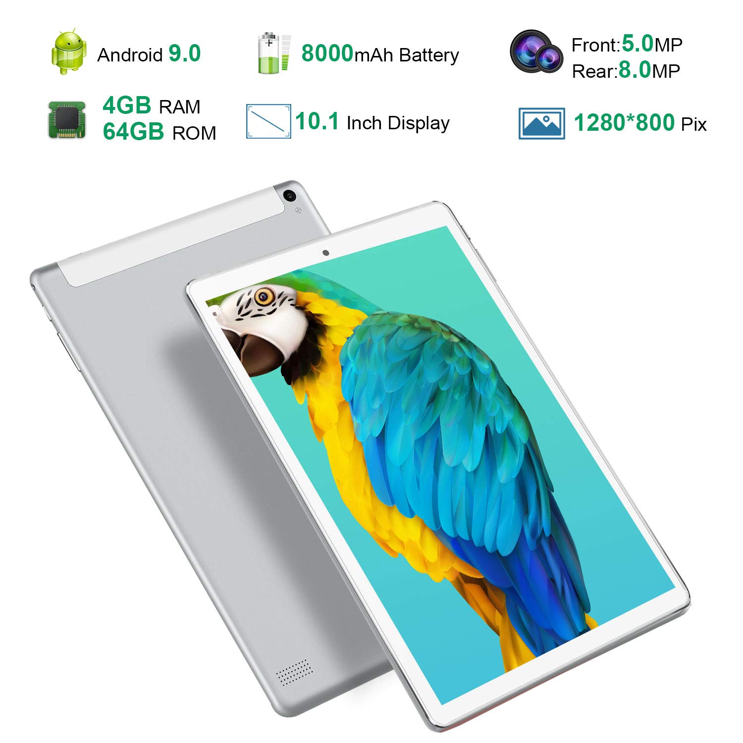 DUODUOGO Tablet 10.1 Inch Android 5g Tablets,2 in 1 Tablets with Keyboard Dual Sim Slot,4GB RAM 64GB ROM/128GB Computer Tablets, HD/IPS, 8000mAh, GPS,13MP Dual Camera, Dual 4G SIM, WiFi Gaming Tablet