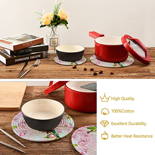 Trivets for Hot Pots Dishes Heat Resistant, Hummingbird Hot Mats Pads for Kitchen Decorative Counter Tops Dining Washable Pot Holder Coasters Set