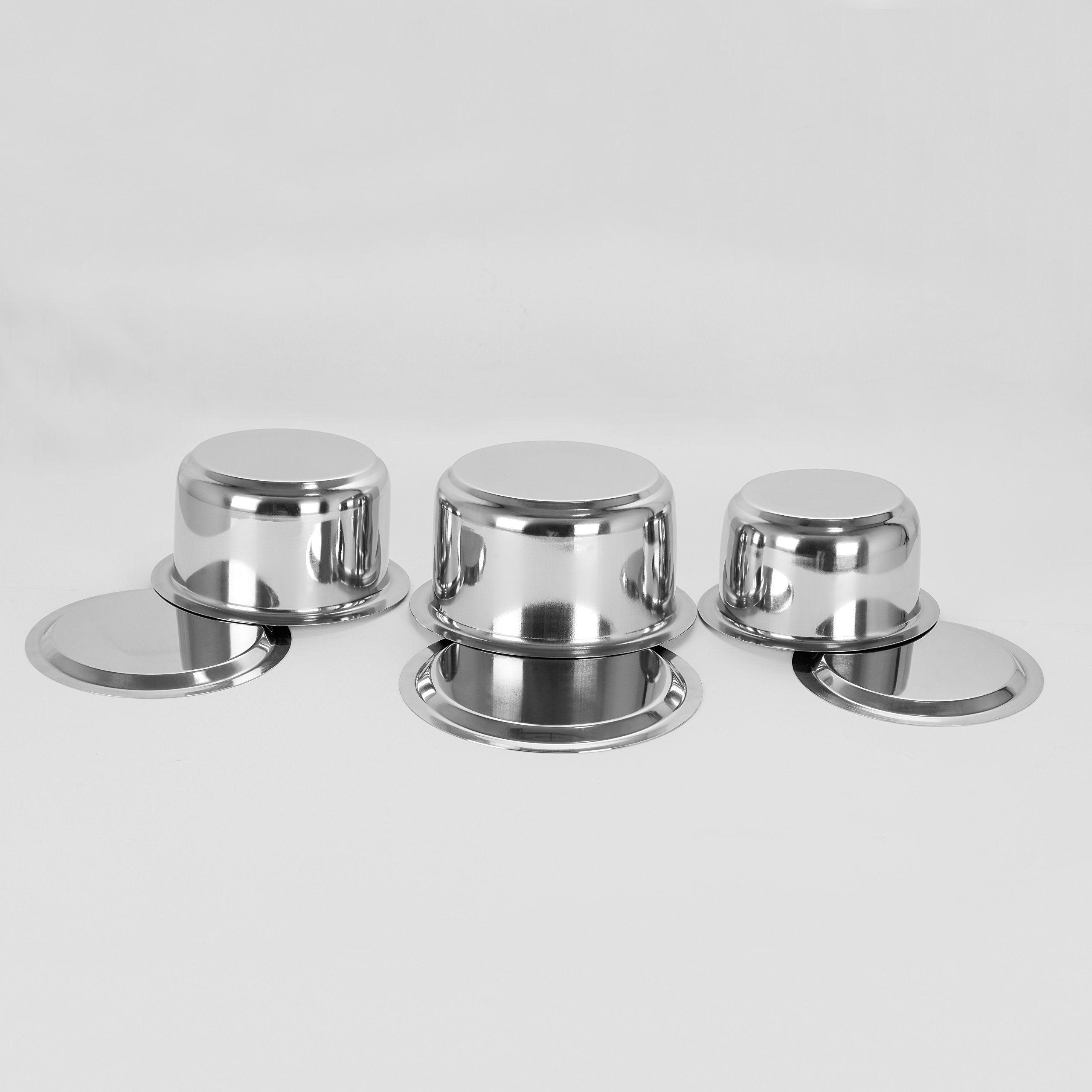 Sumeet 3 Pcs Stainless Steel Induction & Gas Stove Friendly Container Set/Tope/Cookware Set With Lids Size No.10 To No.12