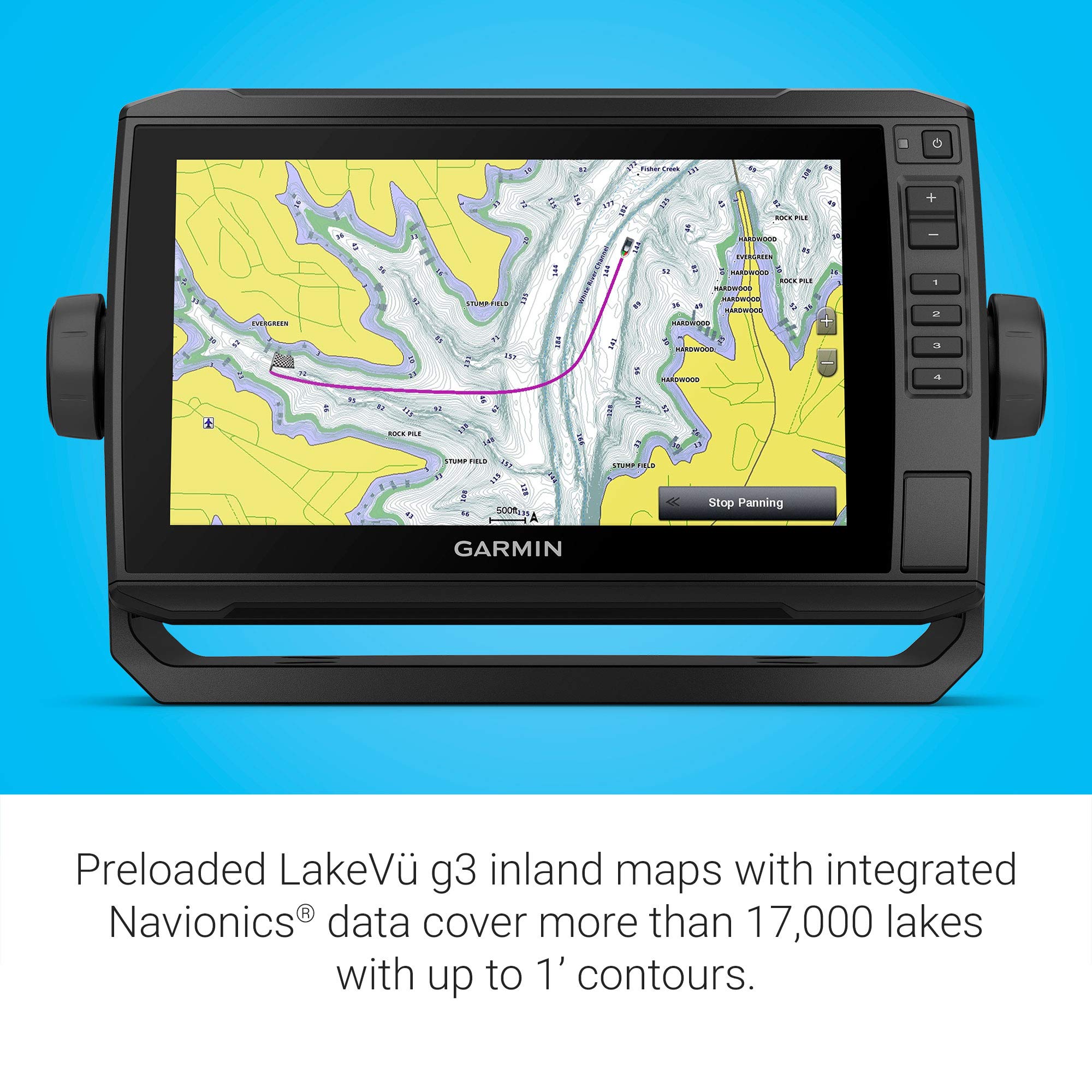 Garmin ECHOMAP UHD 93sv, 9" Keyed-Assist Touchscreen Chartplotter with U.S. LakeVü g3 and GT54UHD-TM transducer