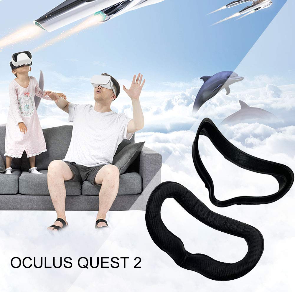 EKDJKK Face Cover Replacement for Oculus Quest 2, Facial Interface Bracket & PU Leather Foam Face Cover Pad Replacement VR Facial Protect Cover Accessories Set