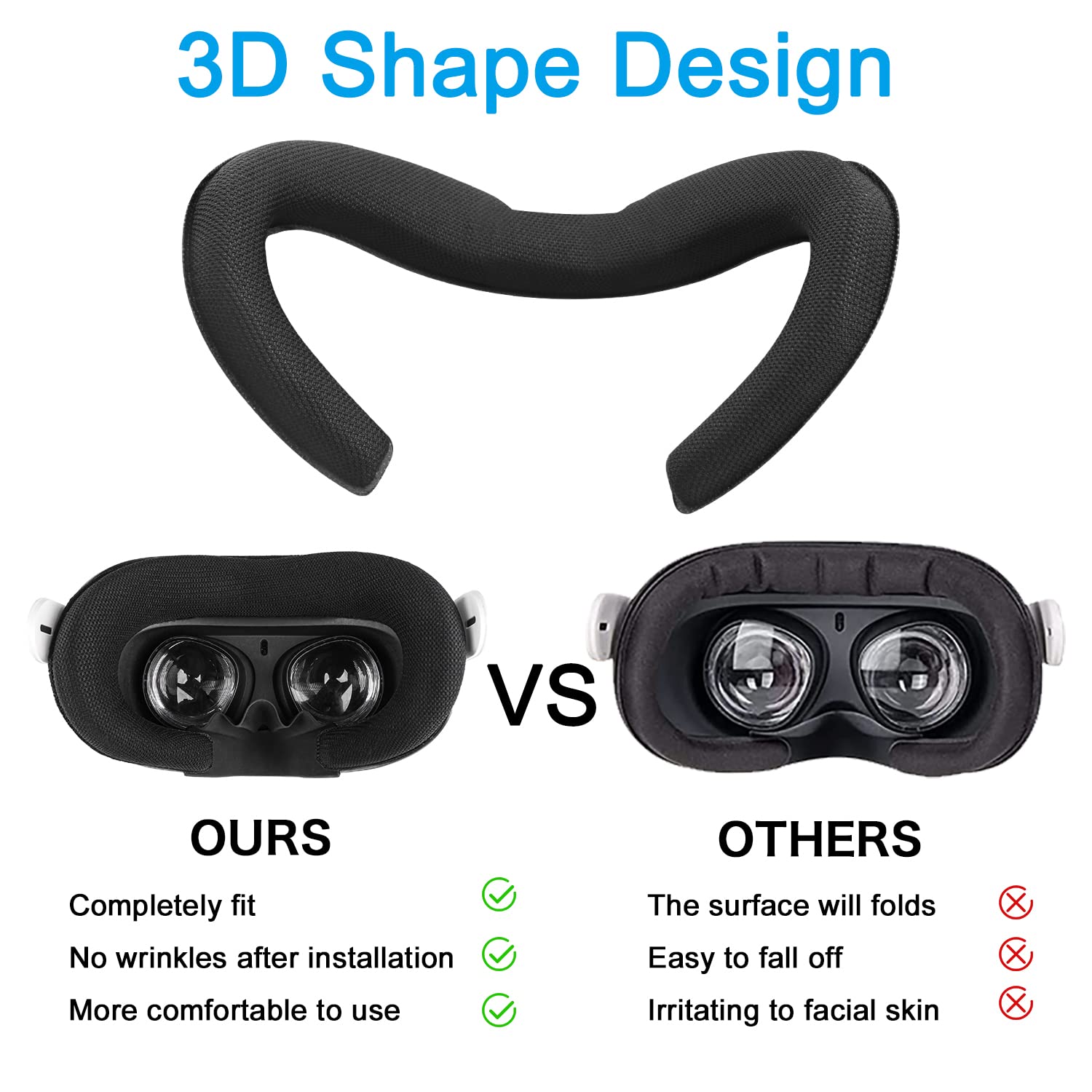 EWalos Upgraded Foam Face Pad Replacement for Oculus Quest 2, Widened Face Cover with Anti-Leakage Nose Pad for Oculus Quest 2, VR Headsets Sweat-Proof Comfortable Black