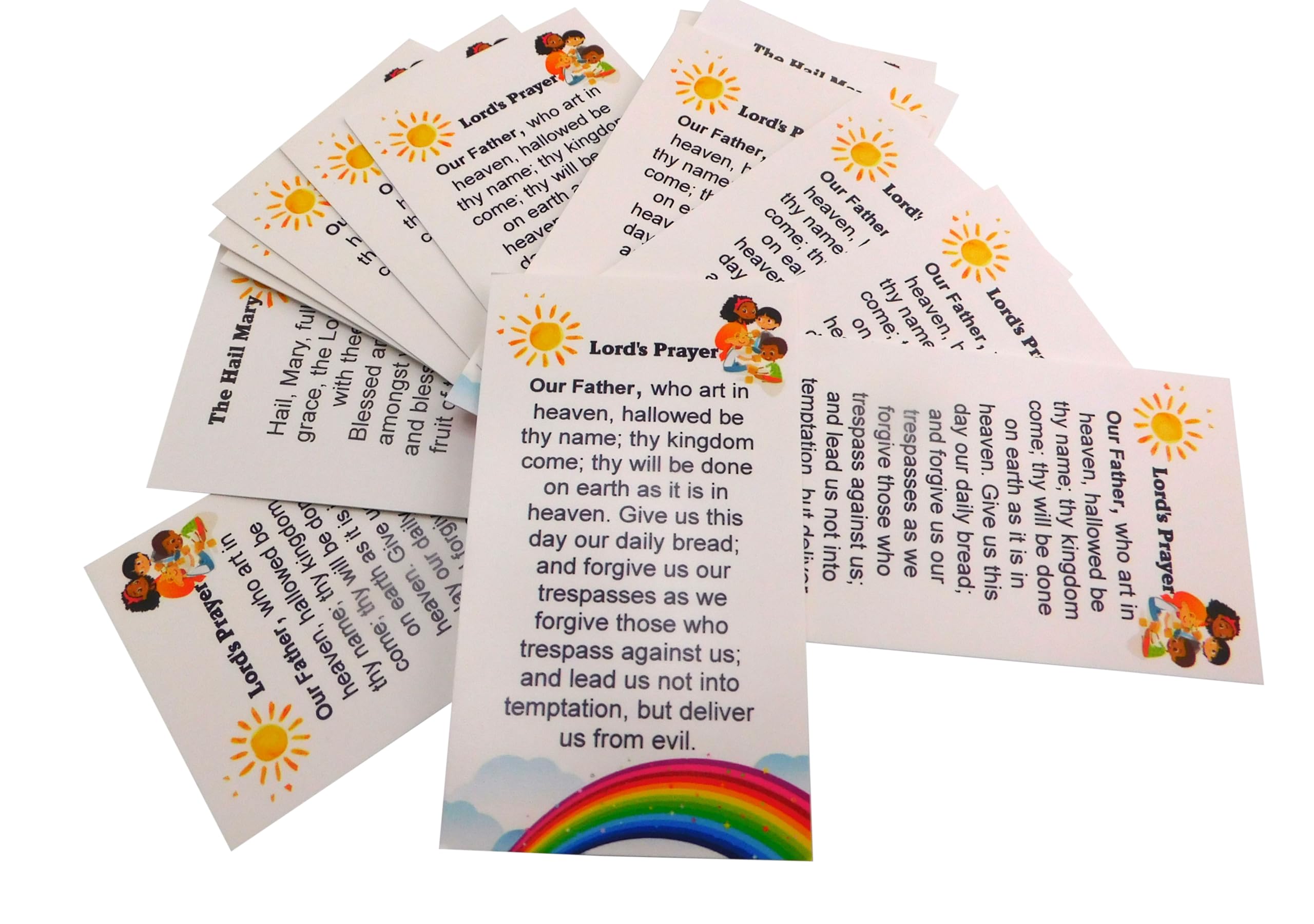 Westmon Works The Hail Mary and Our Father Lords Prayer Childrens Holy Cards Bulk Classroom Pack, Set of 24