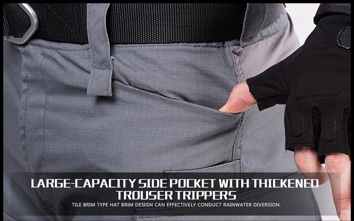 HAN·WILD Men's Tactical Military Suits Long Sleeve Rip-Stop Uniforms Combat Shirt and Pants Elbow Knee Pads (Gray, XL(132~154LB))