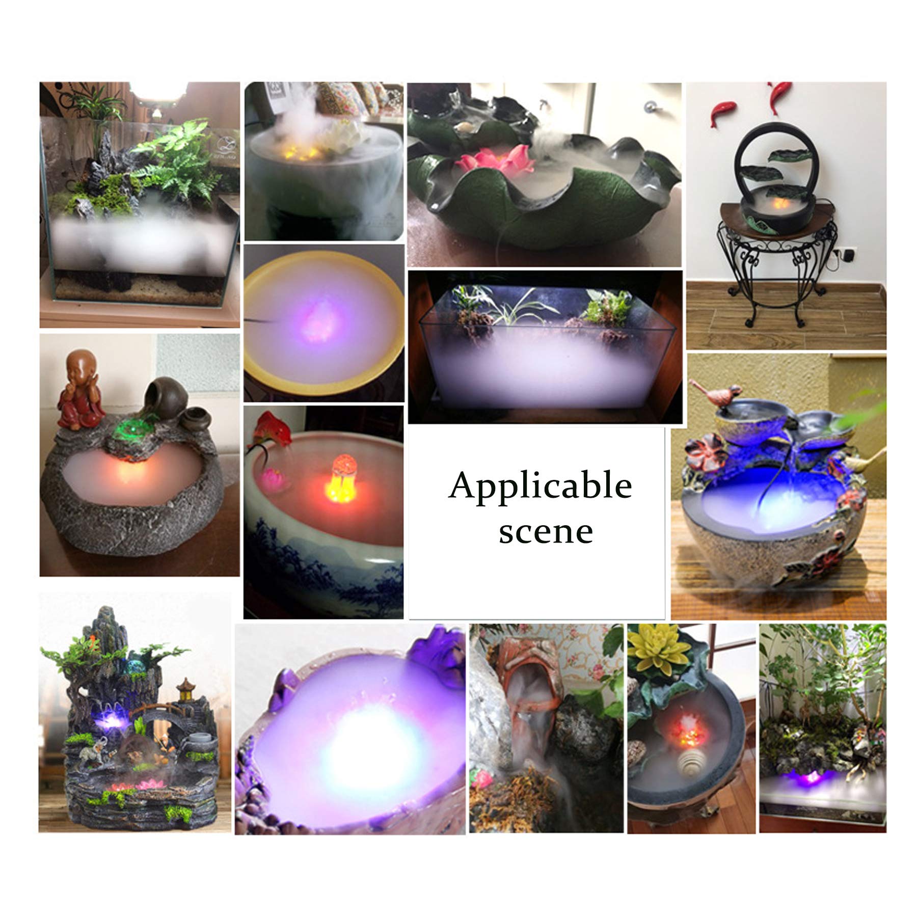 Halloween Lights Mist Maker,Halloween Machine Ultrasonic Mist Water Pond 12 LED Red Yellow and Blue Light Flashes for Halloween Party Decorations and Rockery Fishtank Vase Birdbath Deco