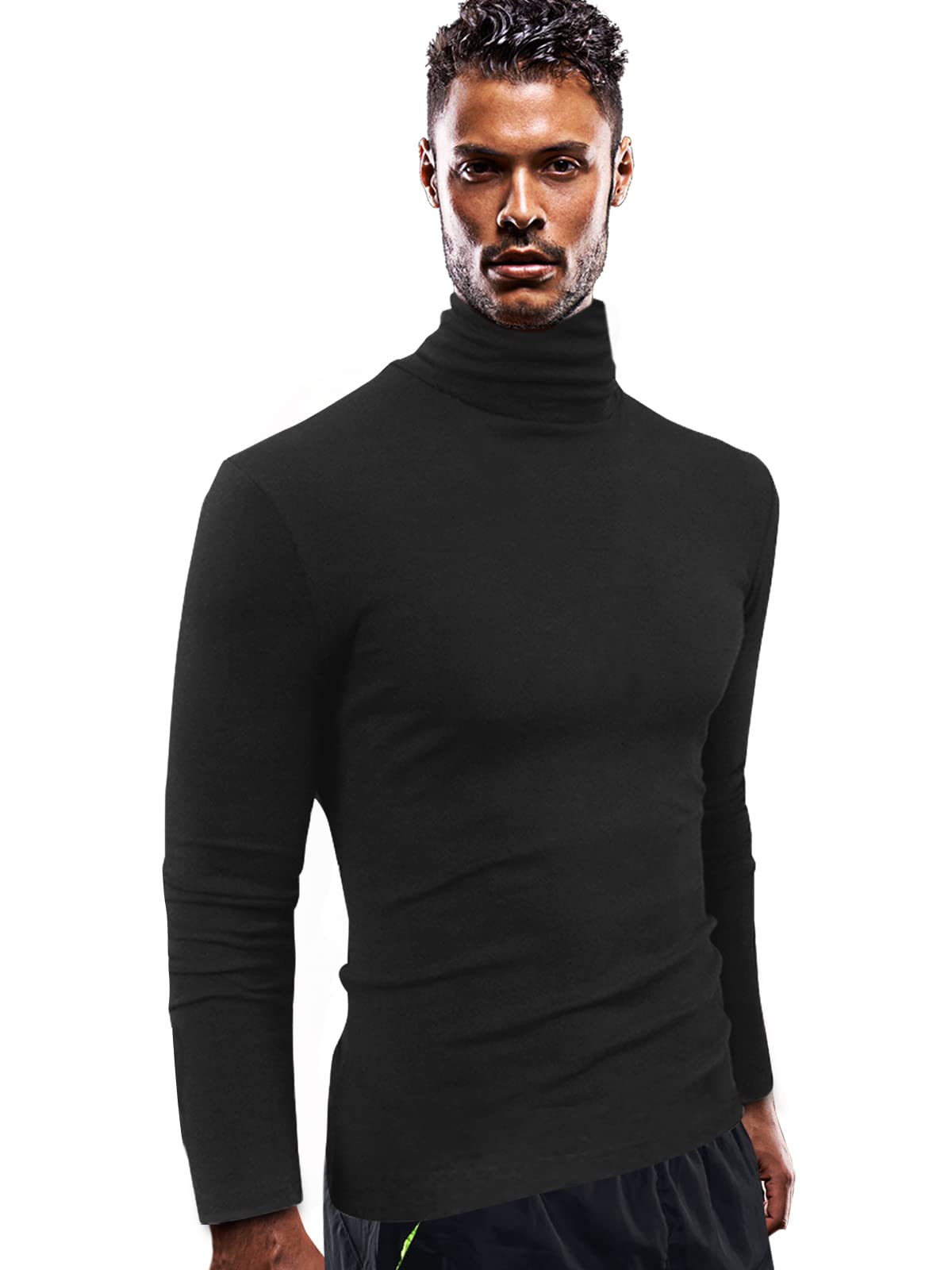 FRTCV Mens Turtleneck Shirts β Slim Fit Mock Turtle Neck Underwear Thermal Base Layer Pullover Tops Brown, Size L