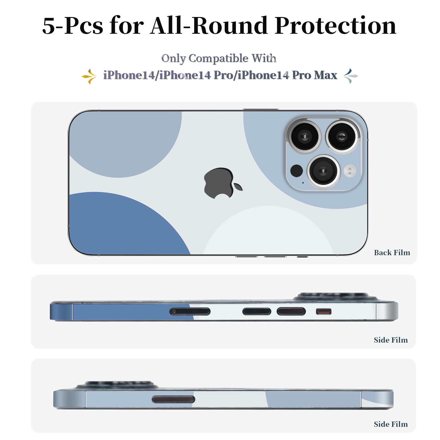 IMMOENUC Compatible with New Released iPhone 14 Skin Sticker,Ultra Thin 5-pcs Full Protection Skin Wrap for iPhone 14