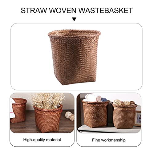 SAFIGLE s Small Trash Can Wastebasket Trash Container Woven Waste Basket Trash Bin for Home, Office, Bathroom, Kitchen, Dorms, Under Desk, 26/28/33CM Tiny Trash Can Desk Accessories
