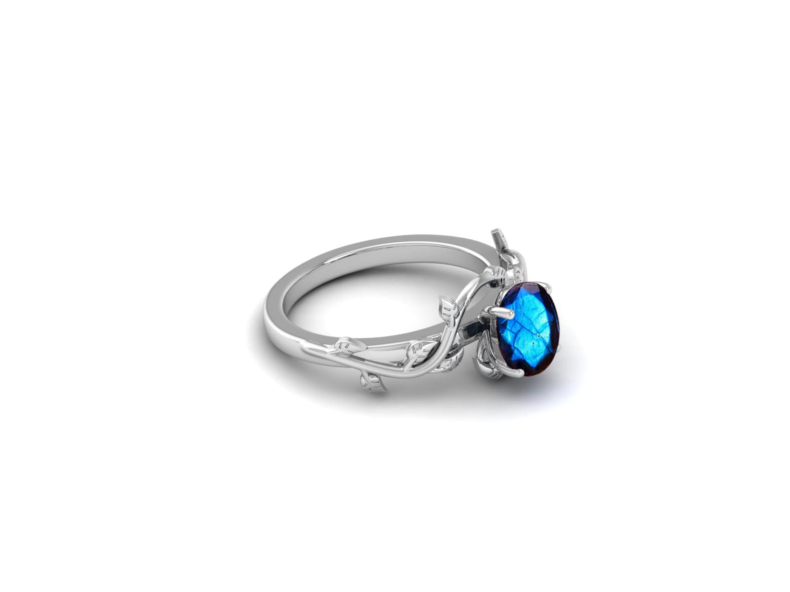 Foreverblings 925 sterling silver labradorite ring leaf style wedding ring, Engagement Ring, Promise Ring, statement ring Gift For Her promise ring (9)