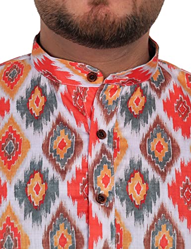 Multi Color Printed Kurta Pajama Set Men - Indian Traditional Dress Ethnic Churidhar For Men Wedding - Men's Tunic Cotton Kurta - Indian Mens Kurti - Diwali Clothes